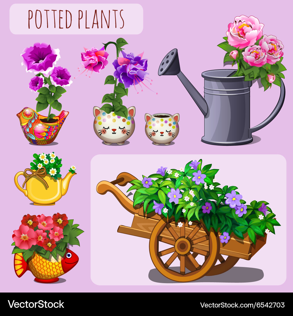 Pink Flower Pots and Planters Royalty Free Vector Image