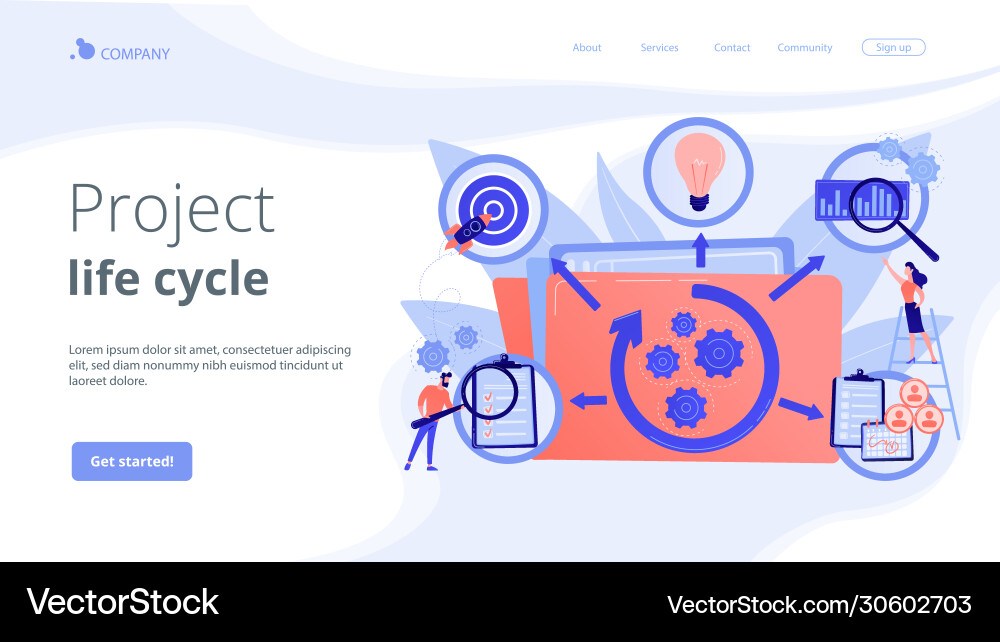 Project life cycle concept landing page Royalty Free Vector