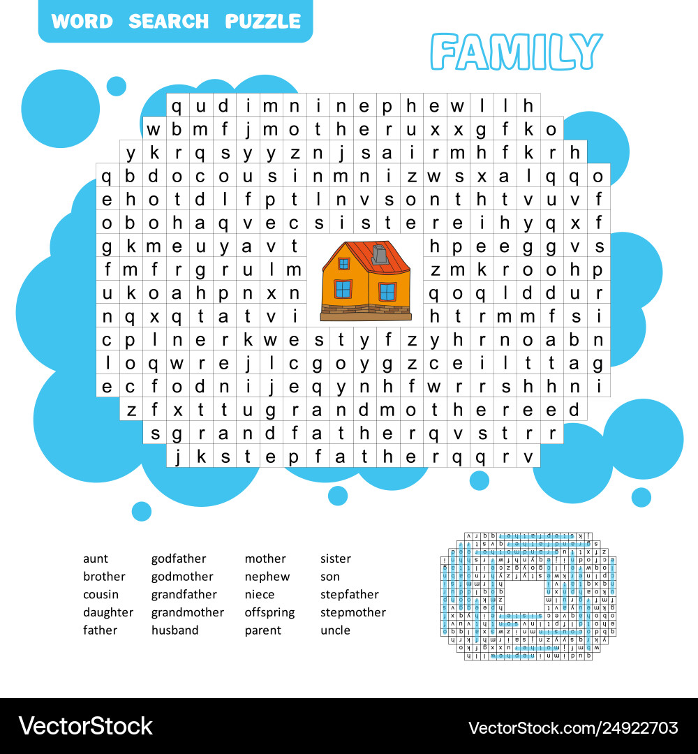 Puzzle and coloring activity page - word search Vector Image
