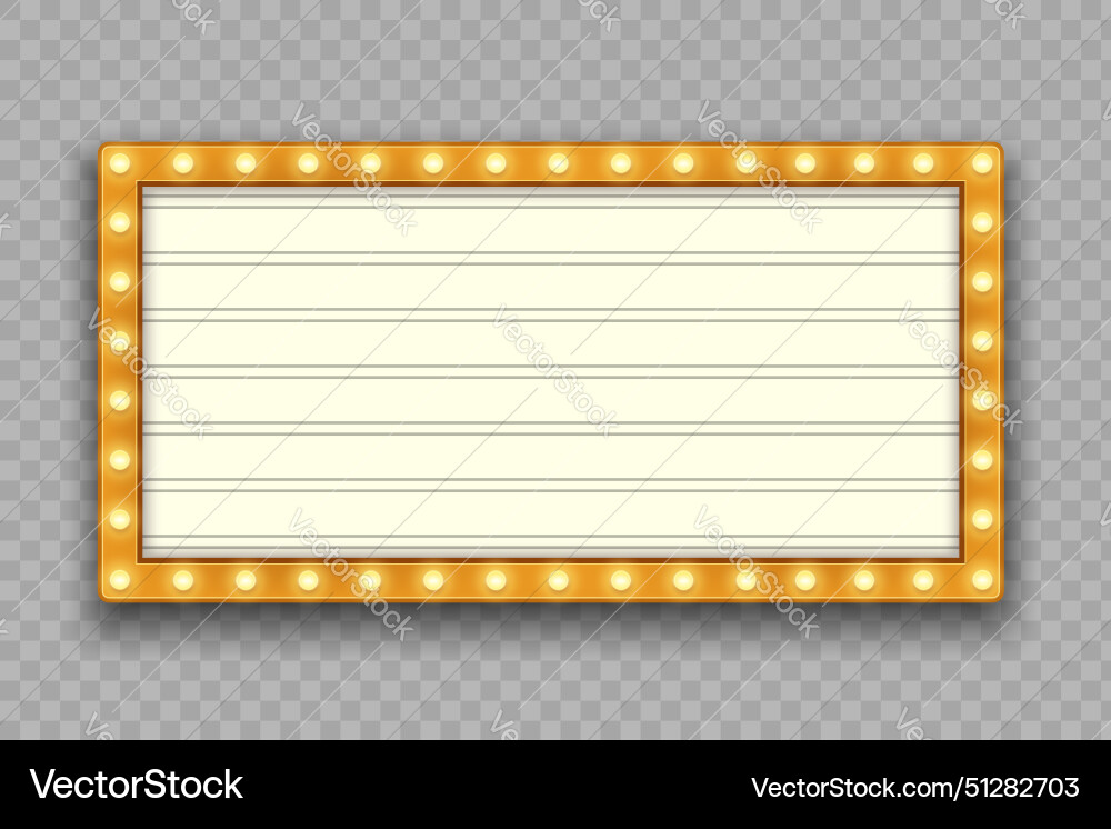 Retro signboard with glowing light bulbs Vector Image