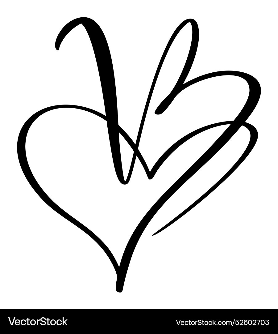 Script capital font logo calligraphy love letter b