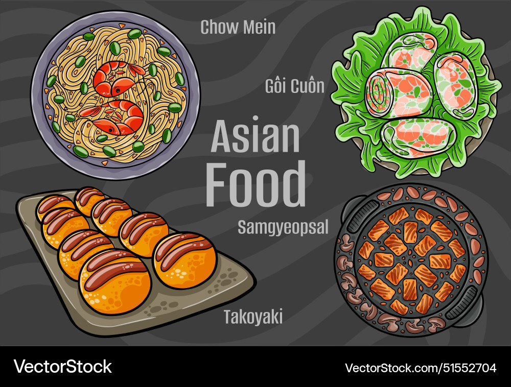 Asian food hand-drawn Royalty Free Vector Image