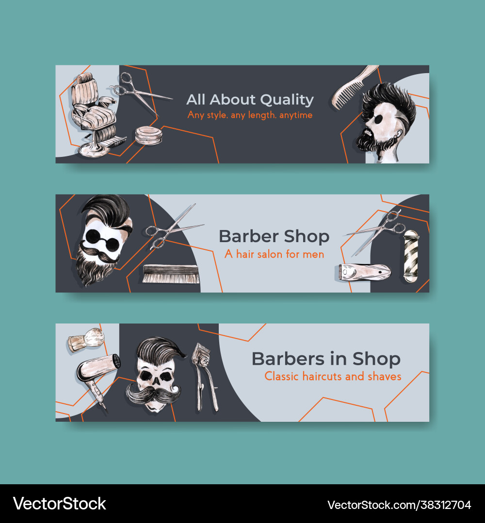 Banner template with barber concept design Vector Image