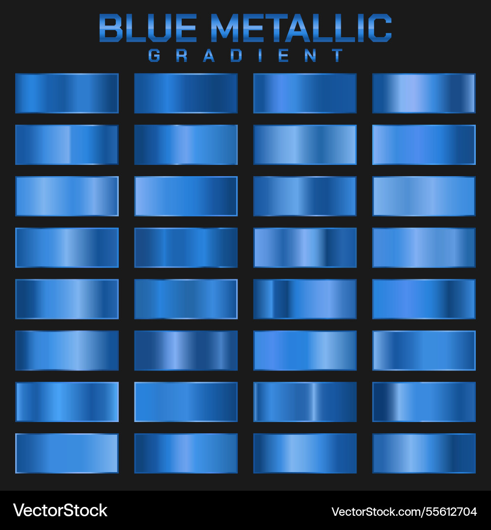 Collection of blue metallic gradient brilliant Vector Image