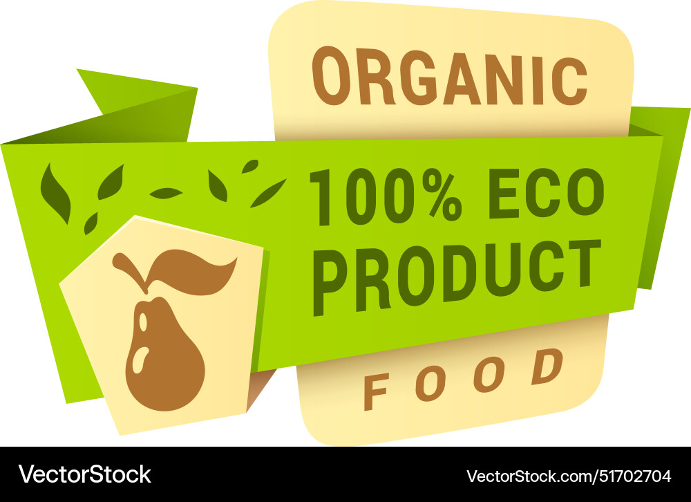 Eco Food Ribbon Badge Royalty Free Vector Image