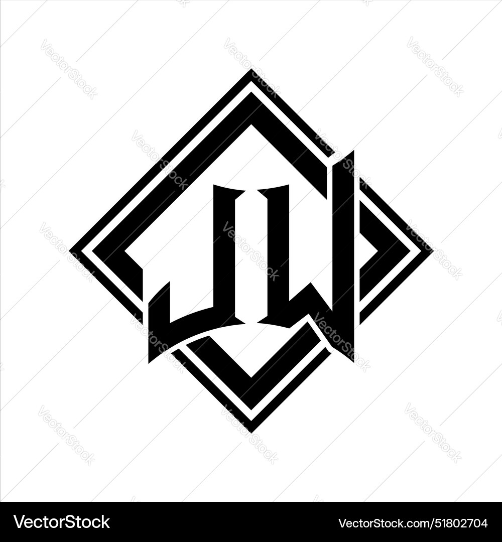 Jw letter logo with abstract shield shape Vector Image