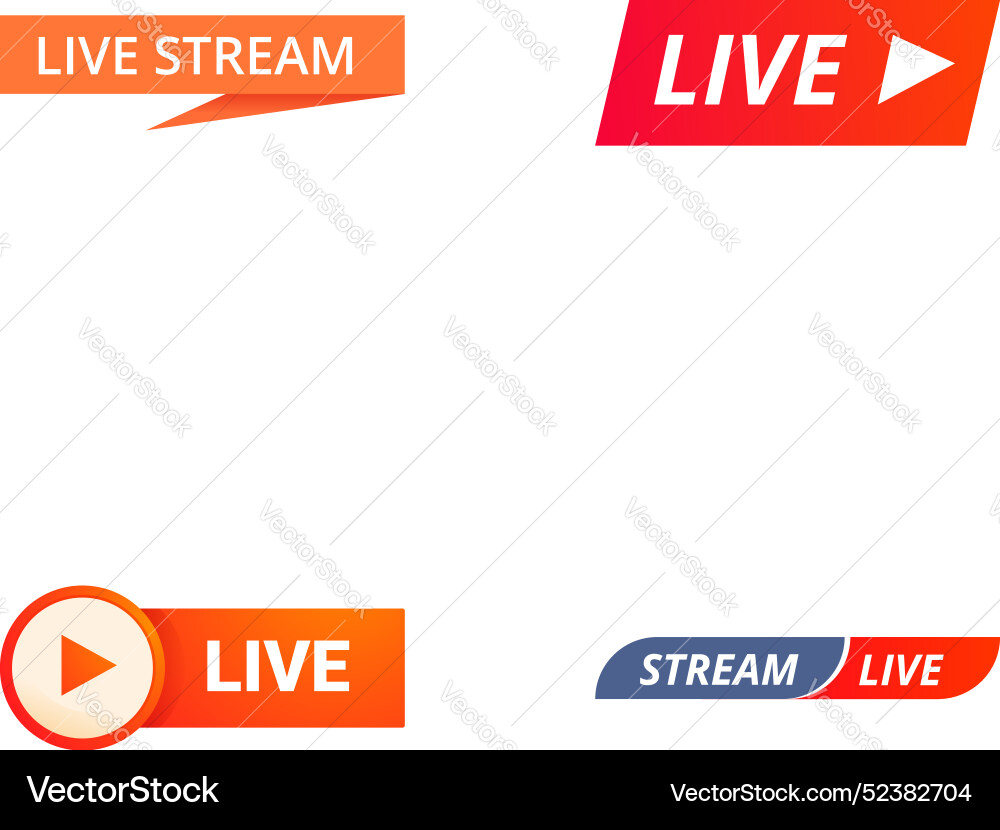 Live stream button set icons Royalty Free Vector Image