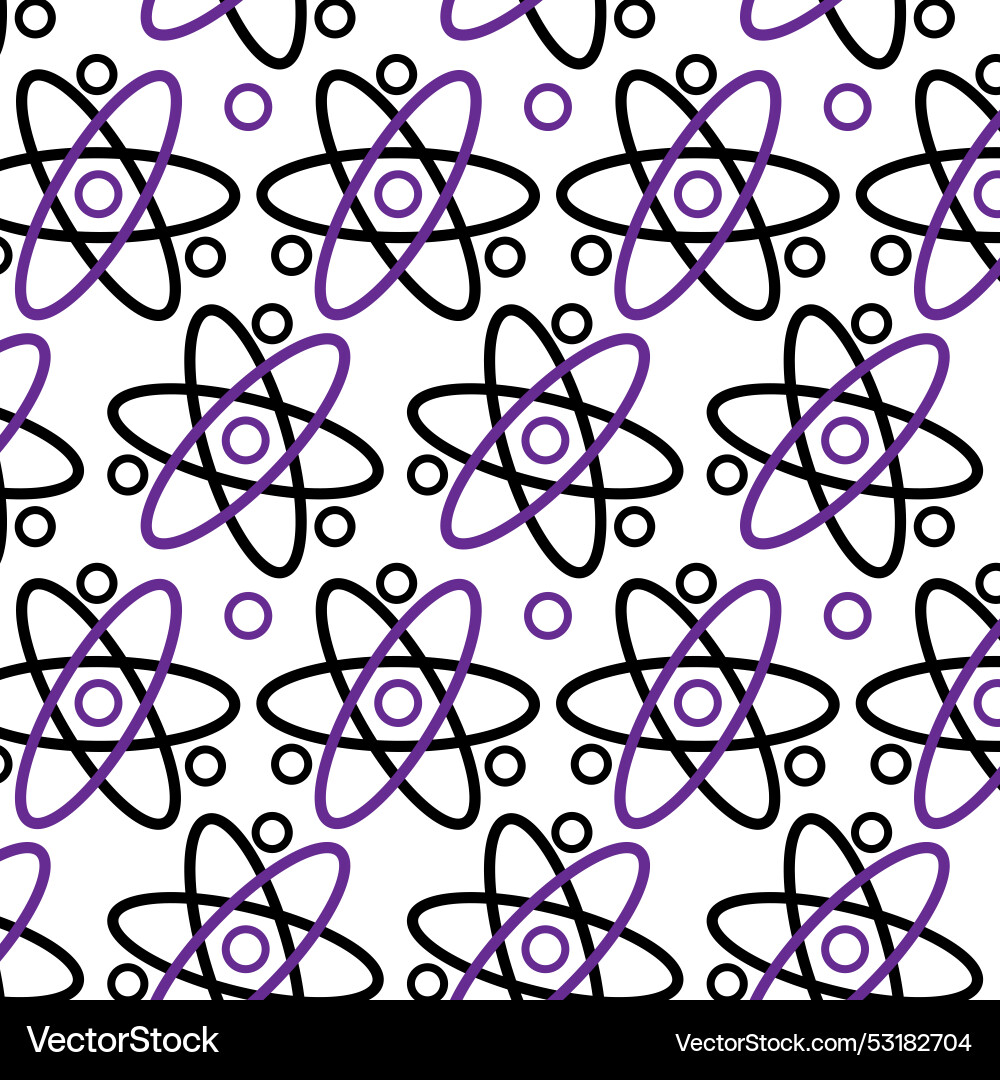 Pattern with atomic symbols in purple and black Vector Image