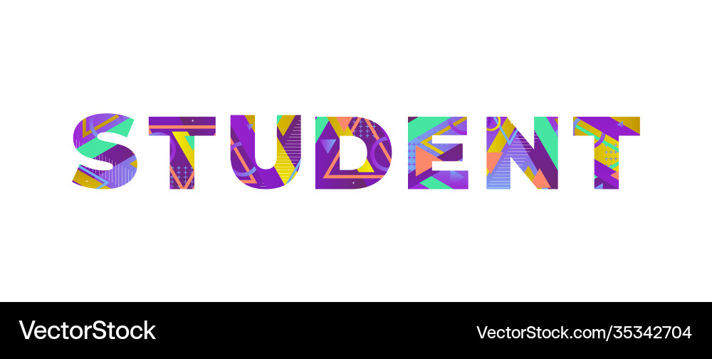 Student concept retro colorful word art Royalty Free Vector