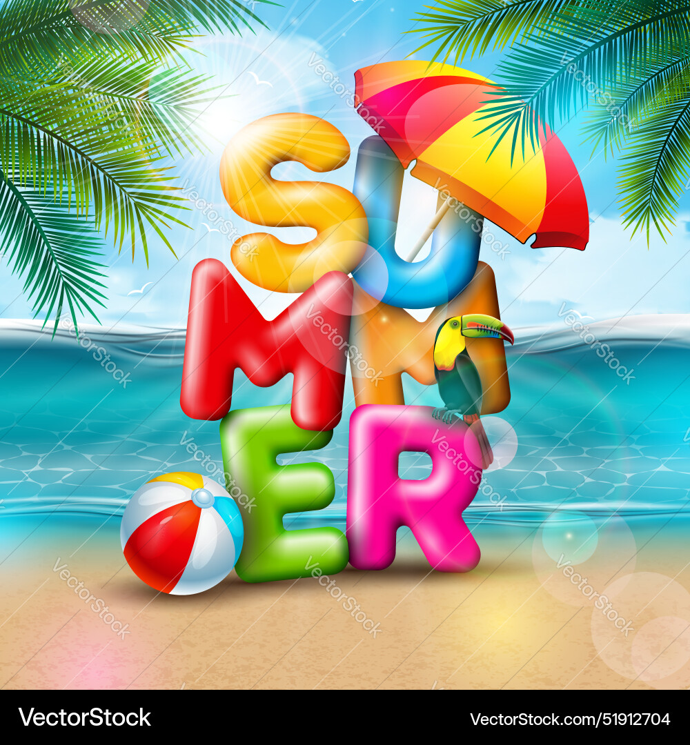 Summer holiday design with colorful 3d text Vector Image