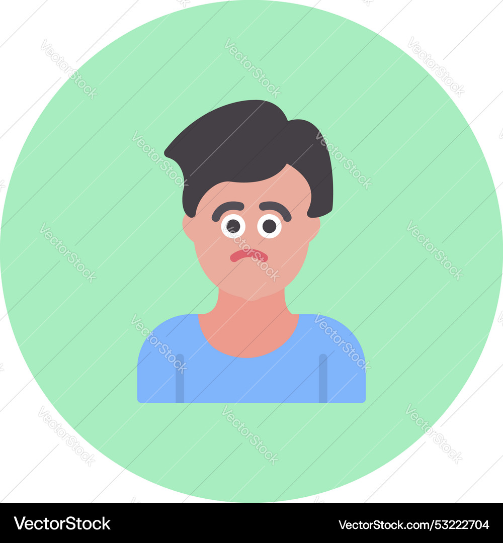 Worry flat circle icon Royalty Free Vector Image