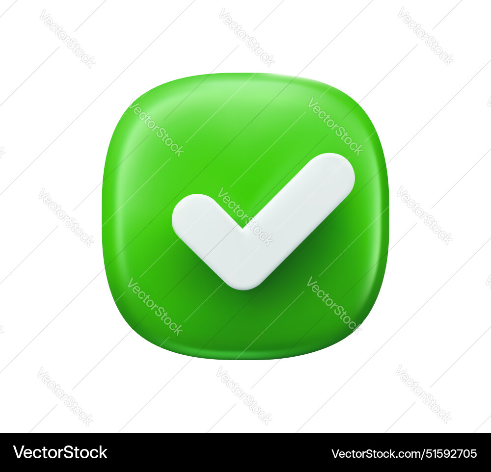 3d check icon done mark or tick button Royalty Free Vector