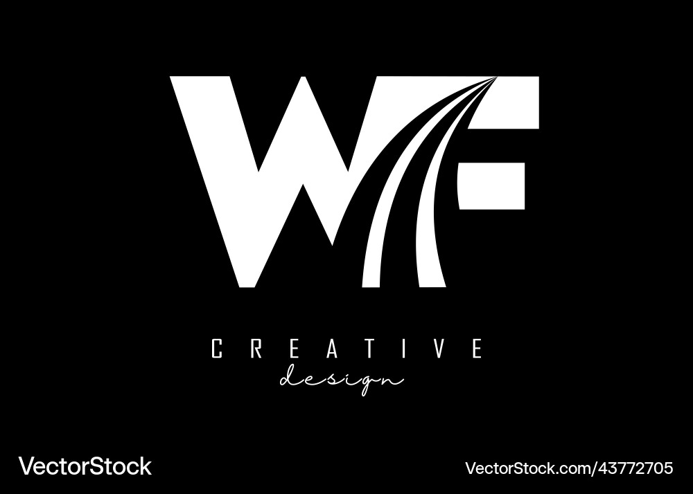 Creative white letters wf w f logo with leading Vector Image