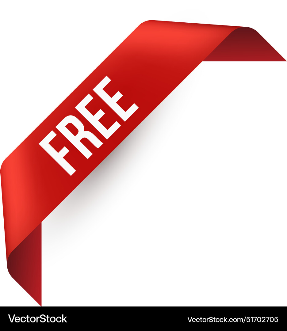 Free red angular ribbon label commercial shopping Vector Image