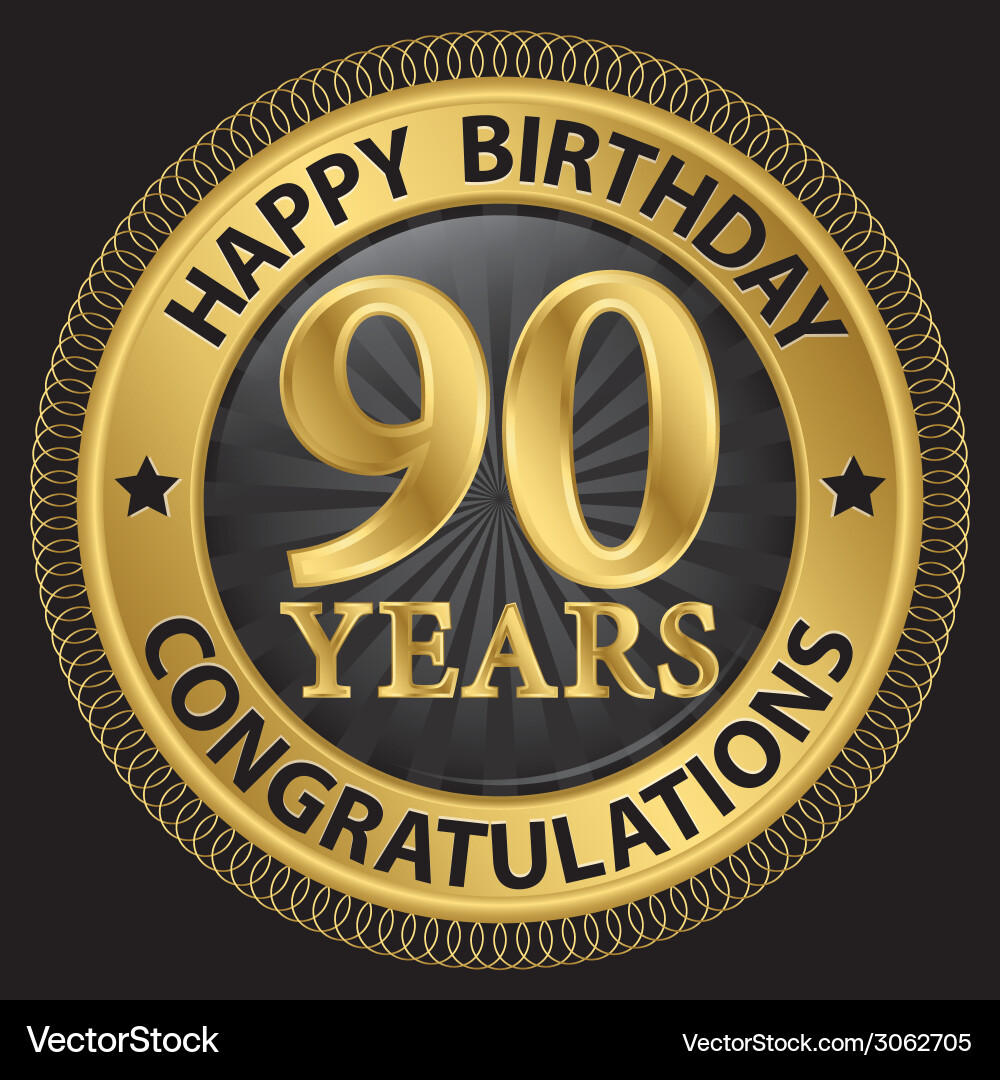 Gold Birthday Celebration - 90th Anniversary Vector Image