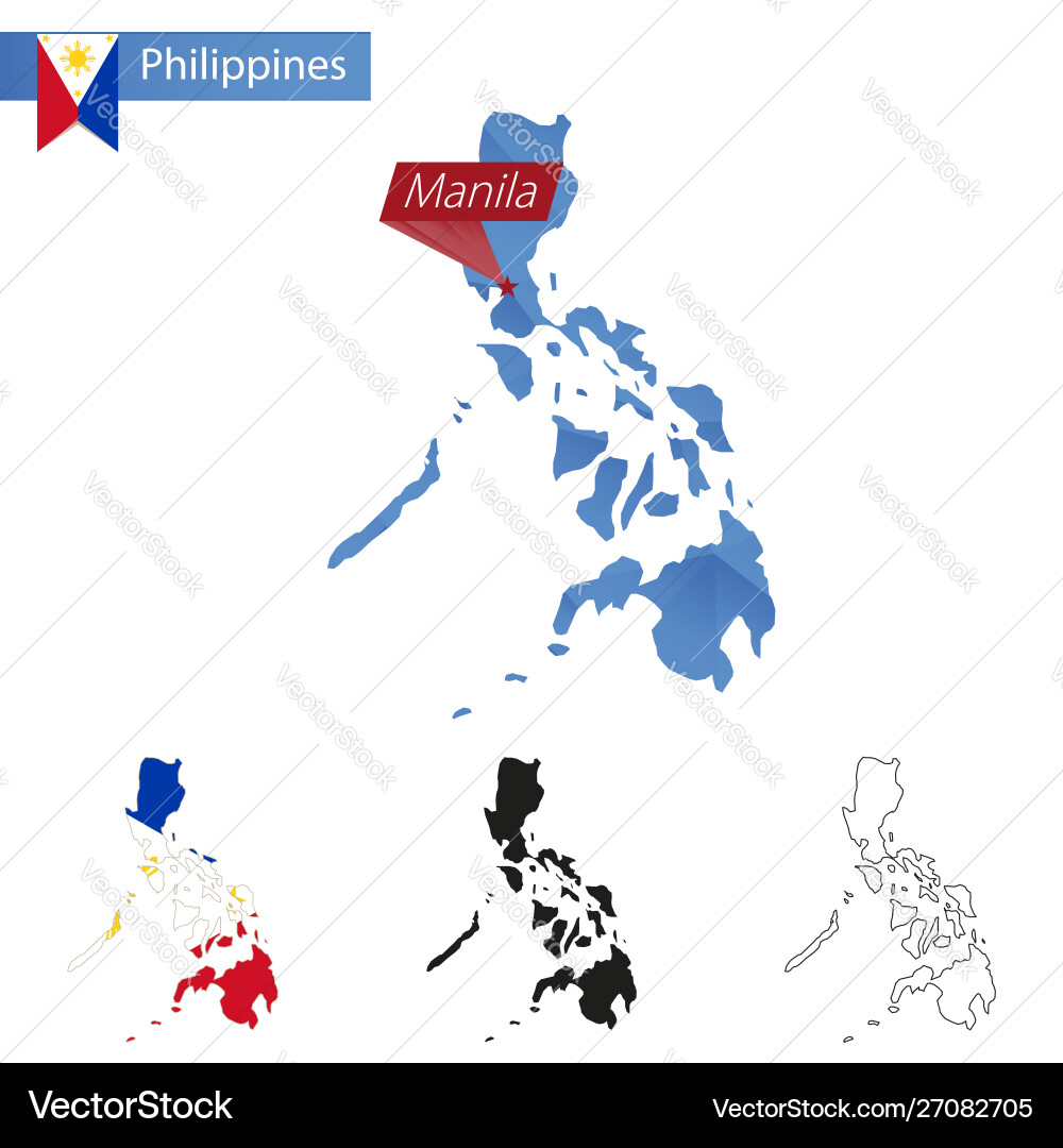 Manila Philippines Map Green Gradient Low Poly Map Of Philippines With