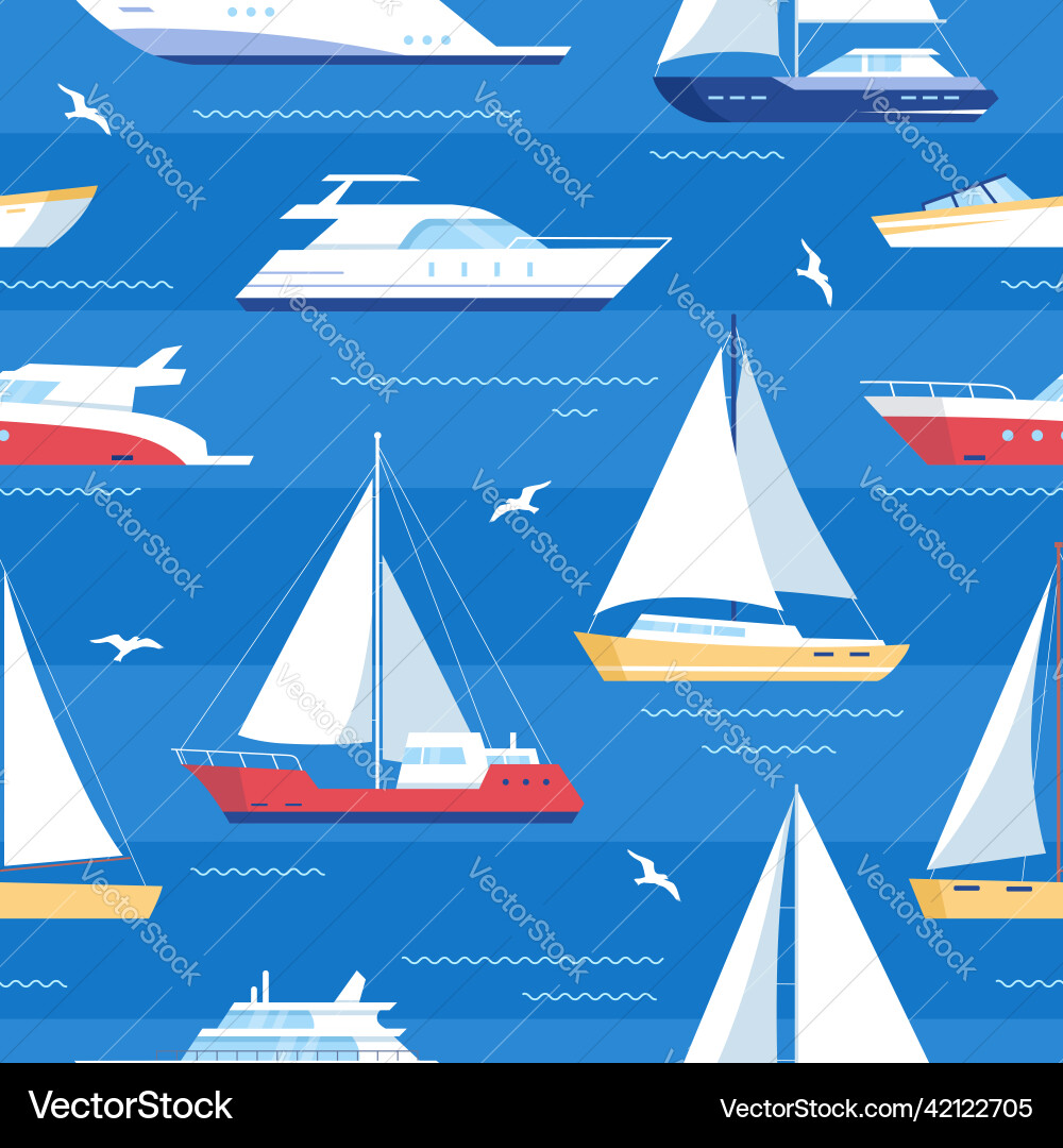 Seamless pattern of ship boat Royalty Free Vector Image