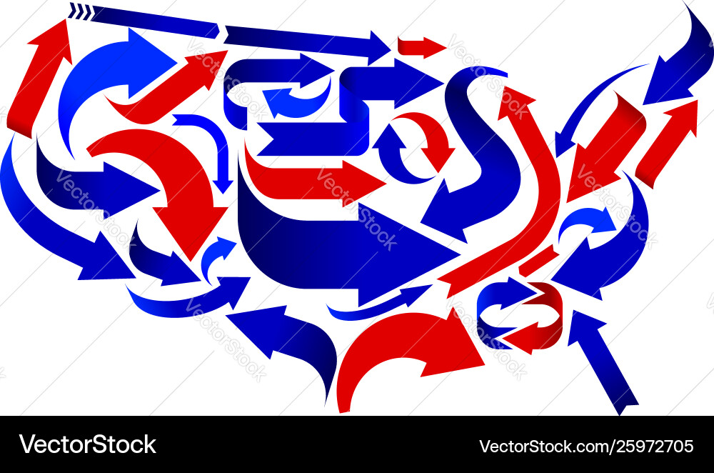 Usa arrows map in blue and red concept Royalty Free Vector