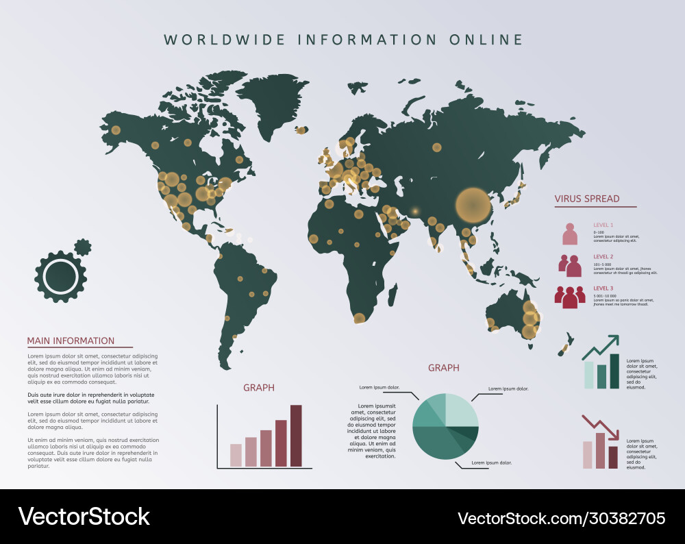 World Map Data & Spread Infographics Vector Image