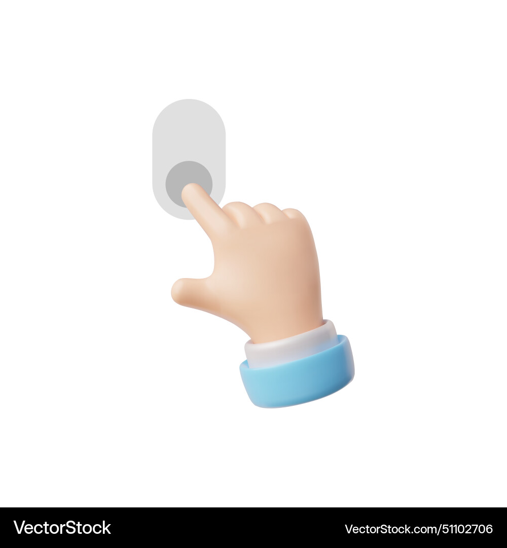 3d hand pressing button icon Royalty Free Vector Image