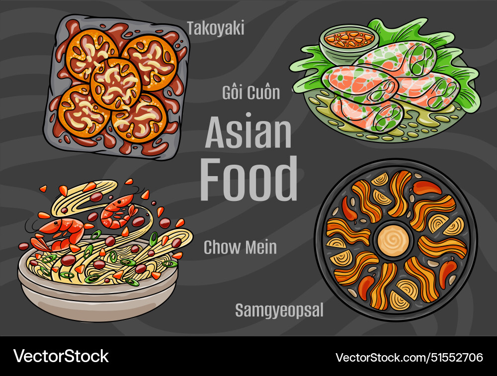 Asian food hand-drawn Royalty Free Vector Image