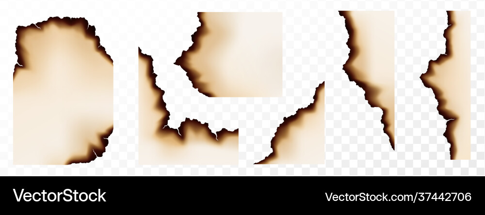 Burn paper borders set burnt pages Royalty Free Vector Image