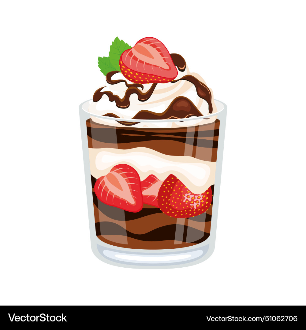 Chocolate strawberry parfait icon Royalty Free Vector Image
