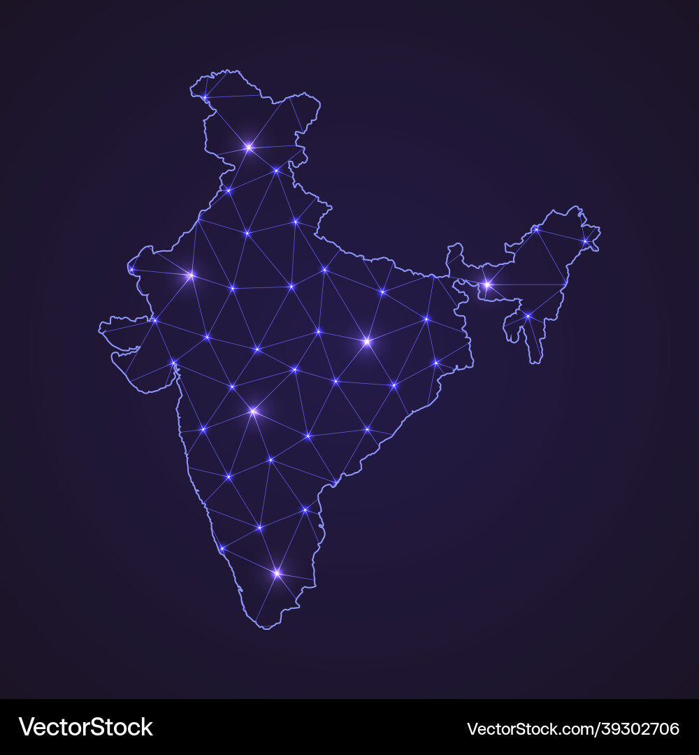Digital network map of india abstract connect Vector Image
