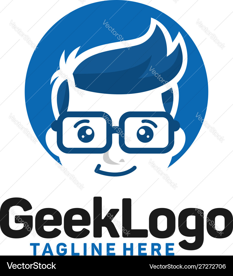 Geek logo design template Royalty Free Vector Image