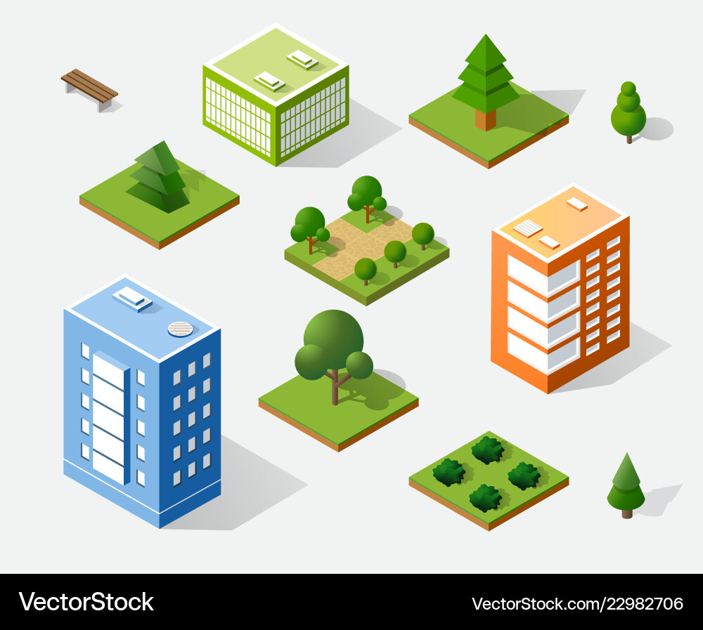 Isometric 3d trees Royalty Free Vector Image - VectorStock