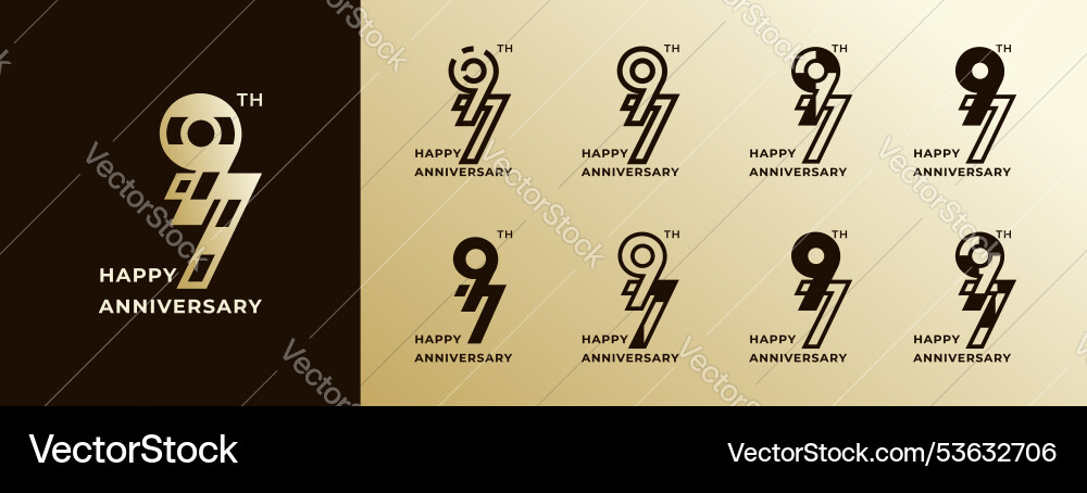 Logo 97th years happy anniversary gold creative Vector Image