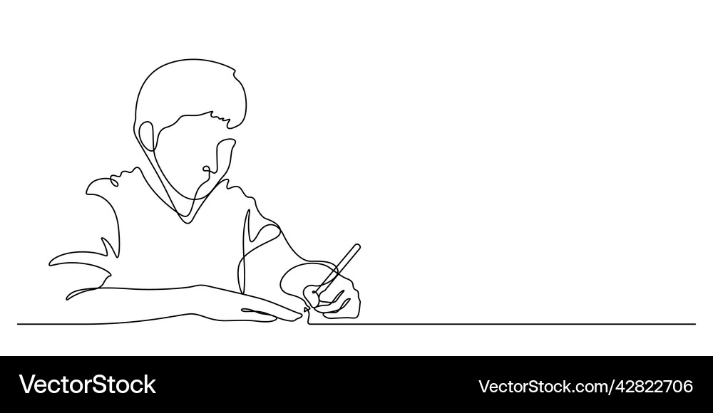 Single Line Boy Student Royalty Free Vector Image