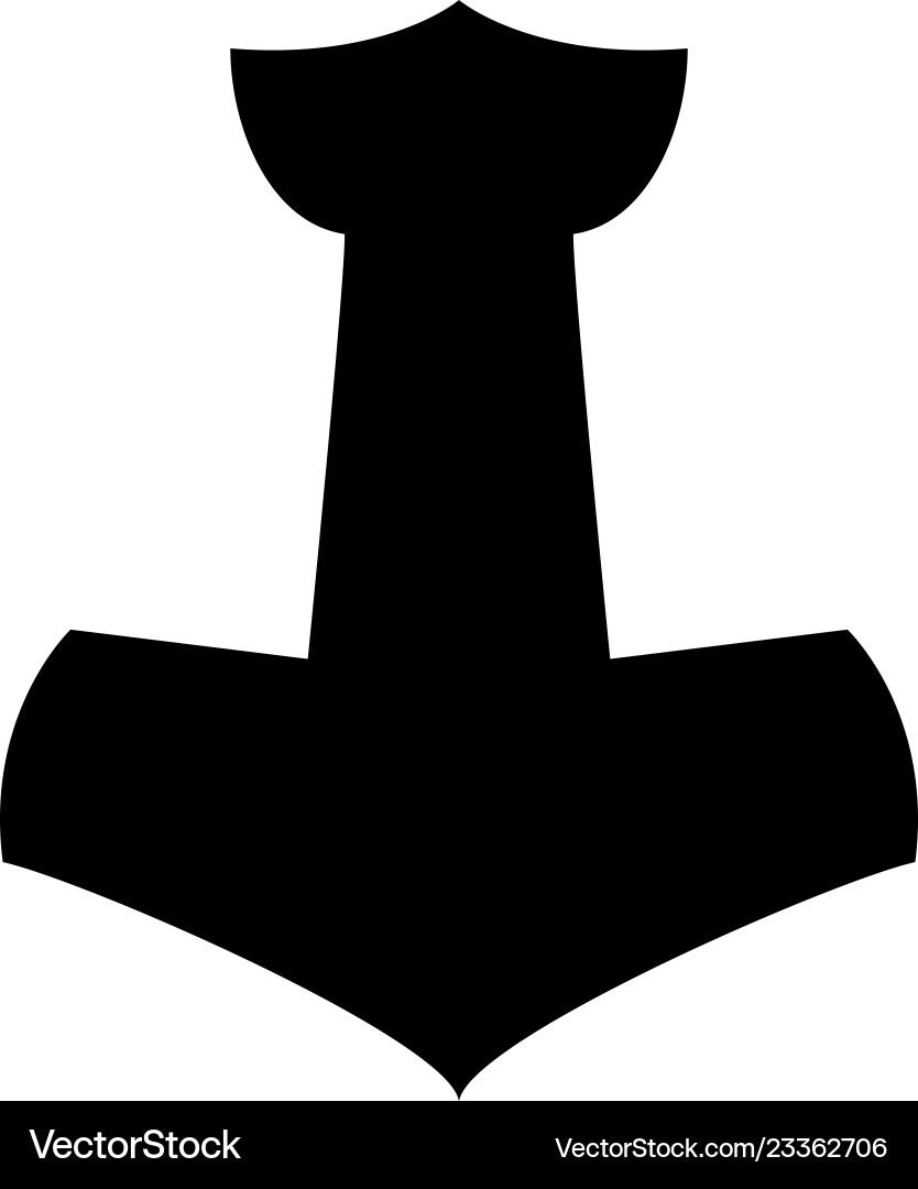 Thors Hammer mjolnir Ikone schwarz Farbe flach Stil