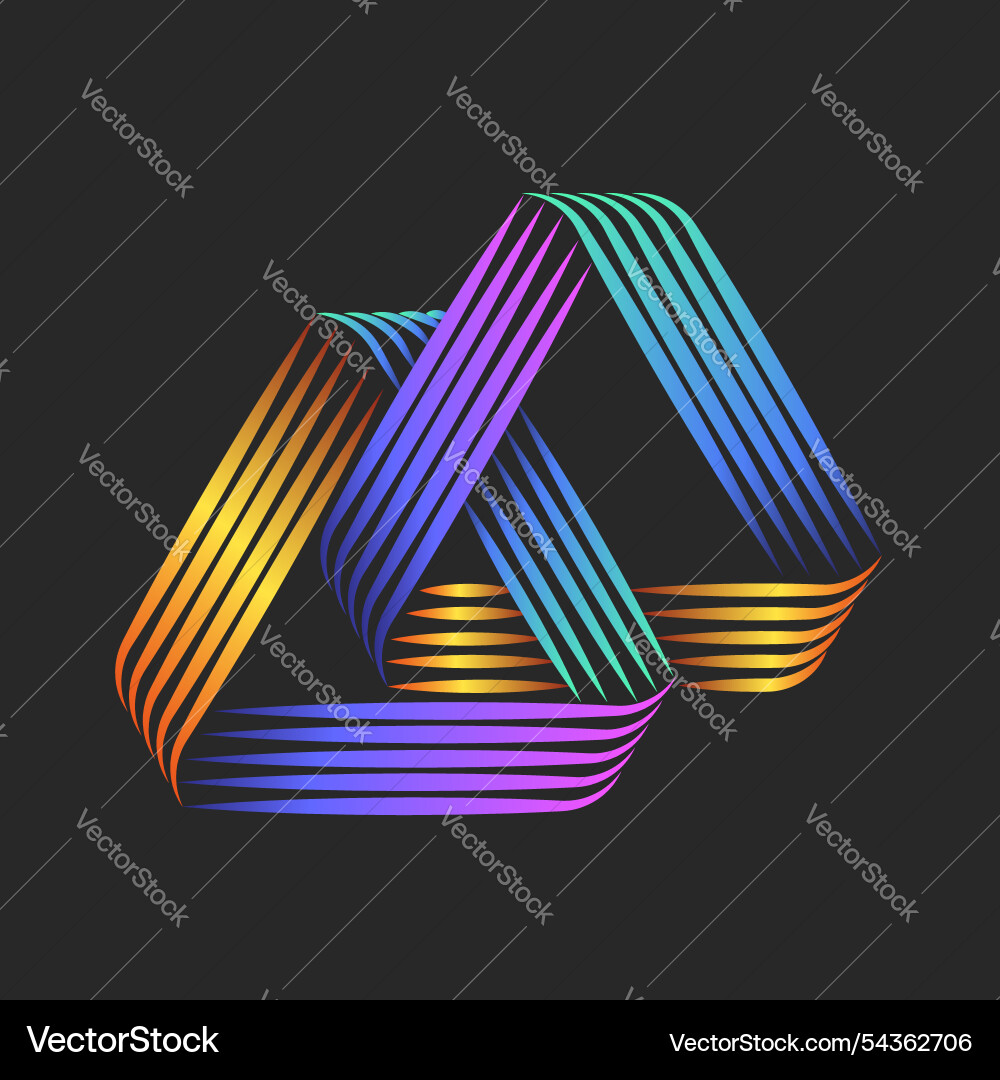Two overlapping triangles logo vibrant geometric Vector Image