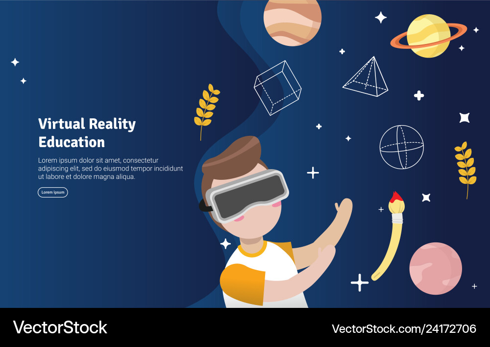 Virtual reality education concept educational Vector Image