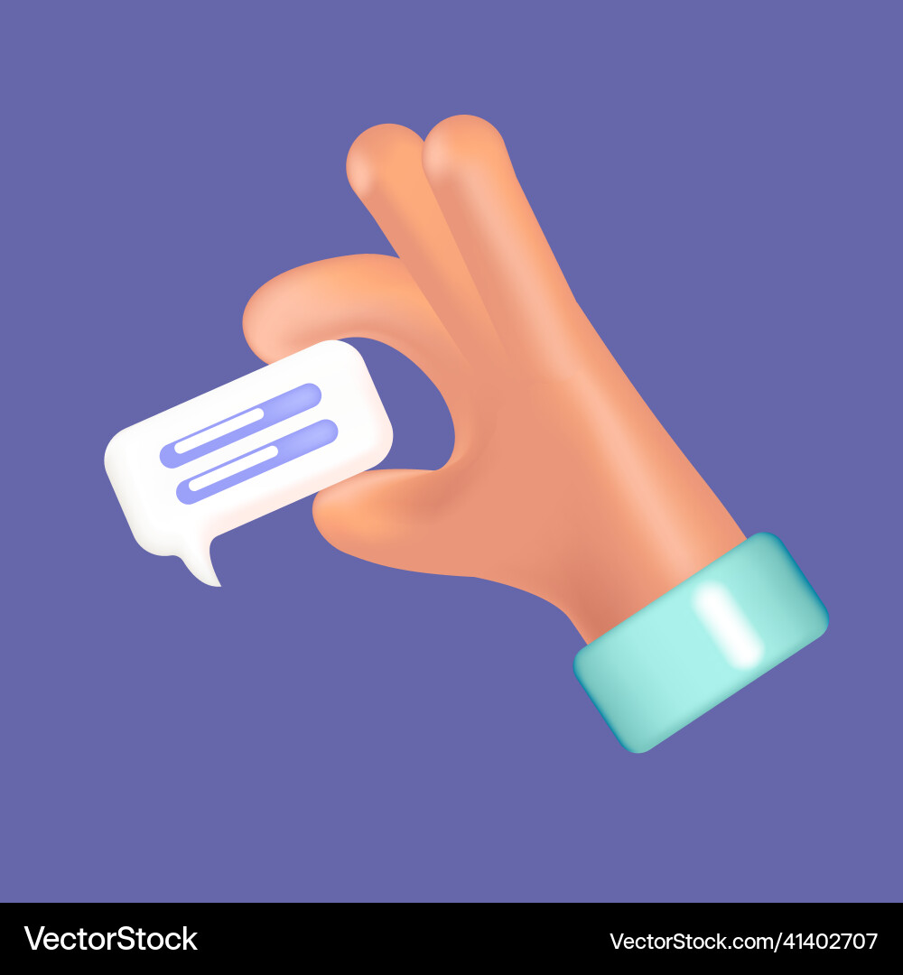 3d hand receive message with blue chat Royalty Free Vector