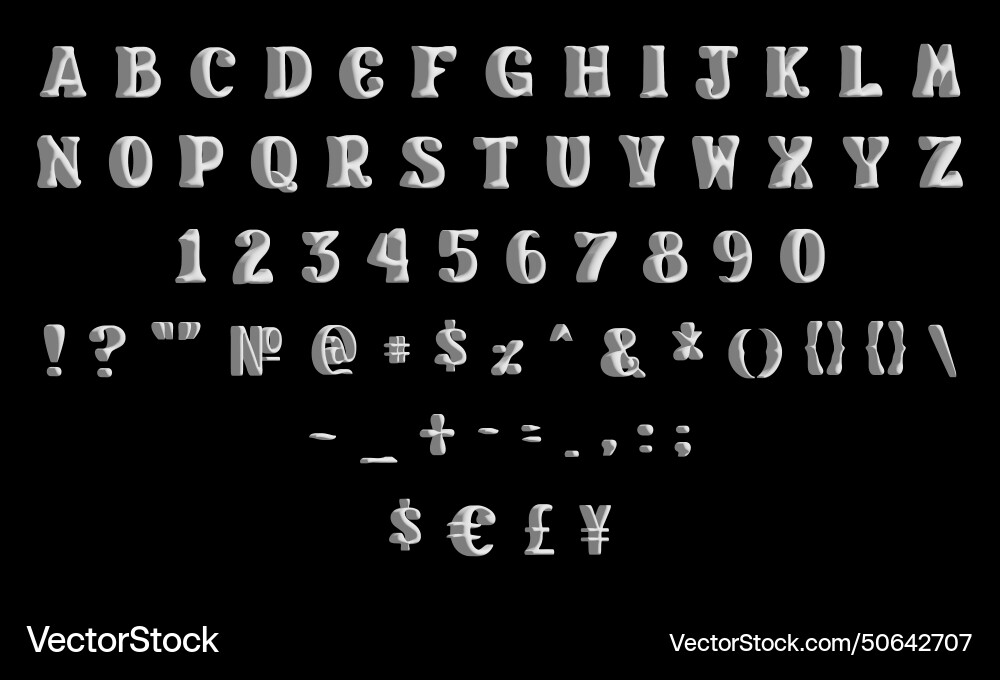 3d letters in y2k style Royalty Free Vector Image