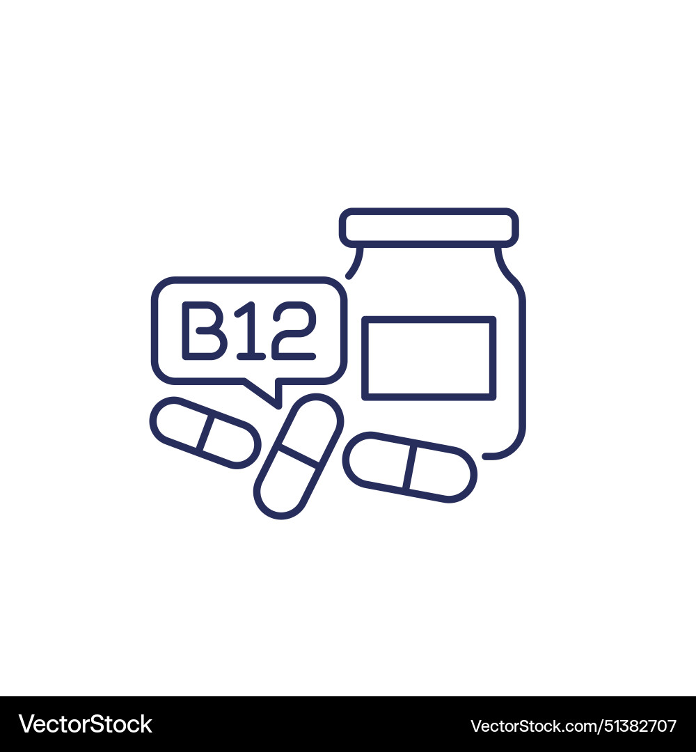B12 vitamin icon line Royalty Free Vector Image