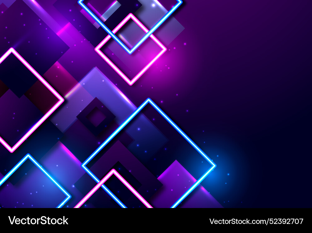 Geometric shapes neon lights background Royalty Free Vector