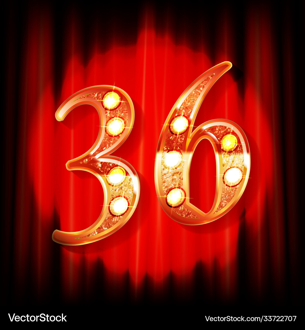 Gold numbers 36 greeting card Royalty Free Vector Image