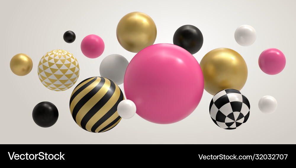 Realistic abstract 3d ball geometric memphis Vector Image