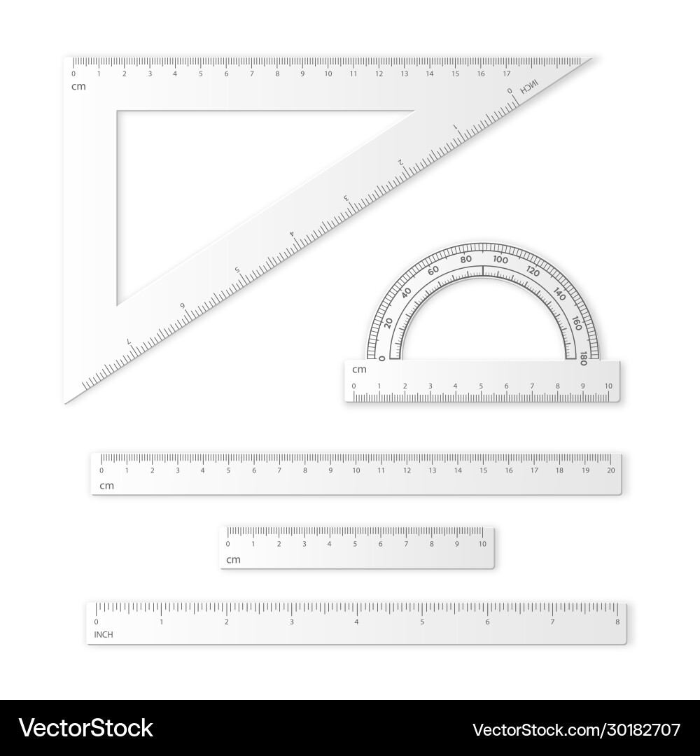 Set measuring tools rulers triangles Royalty Free Vector
