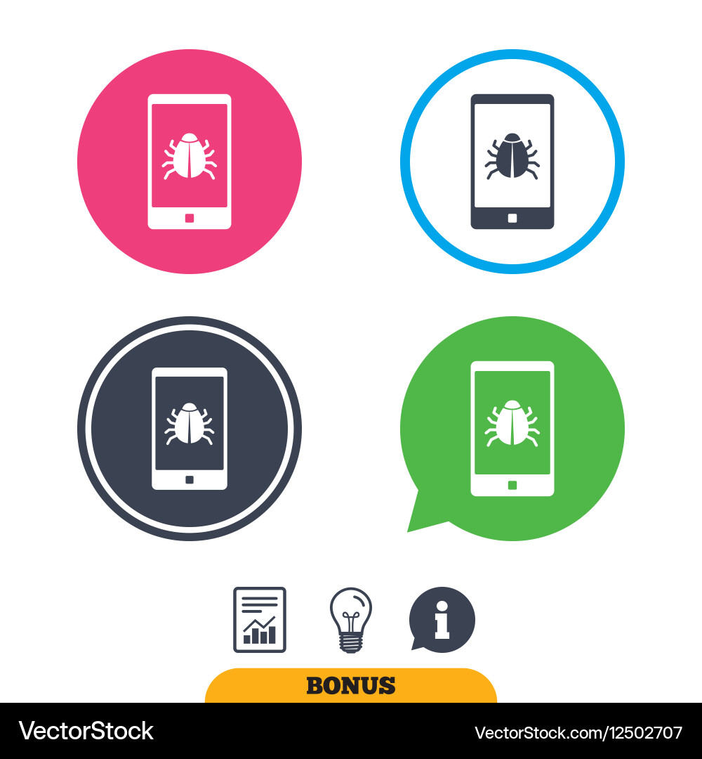 Smartphone virus sign icon software bug symbol Vector Image