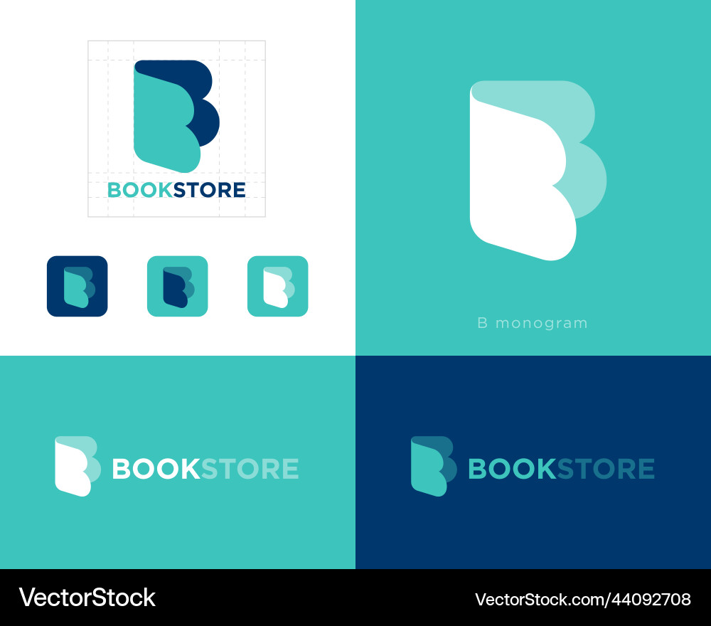 Book store logo monogram b library storage Vector Image