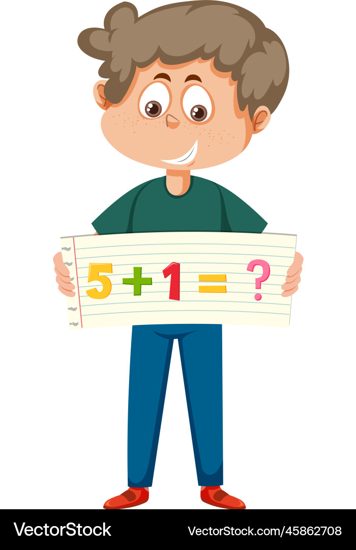 Boy with math equation Royalty Free Vector Image