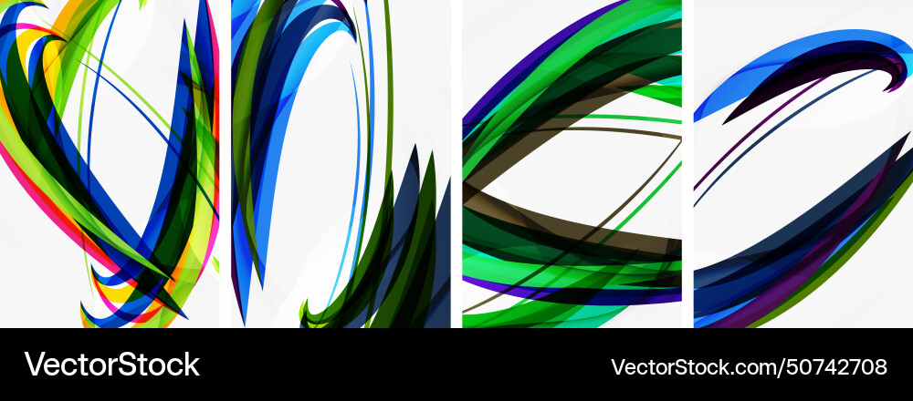 Colorful wave lines poster set for wallpaper Vector Image