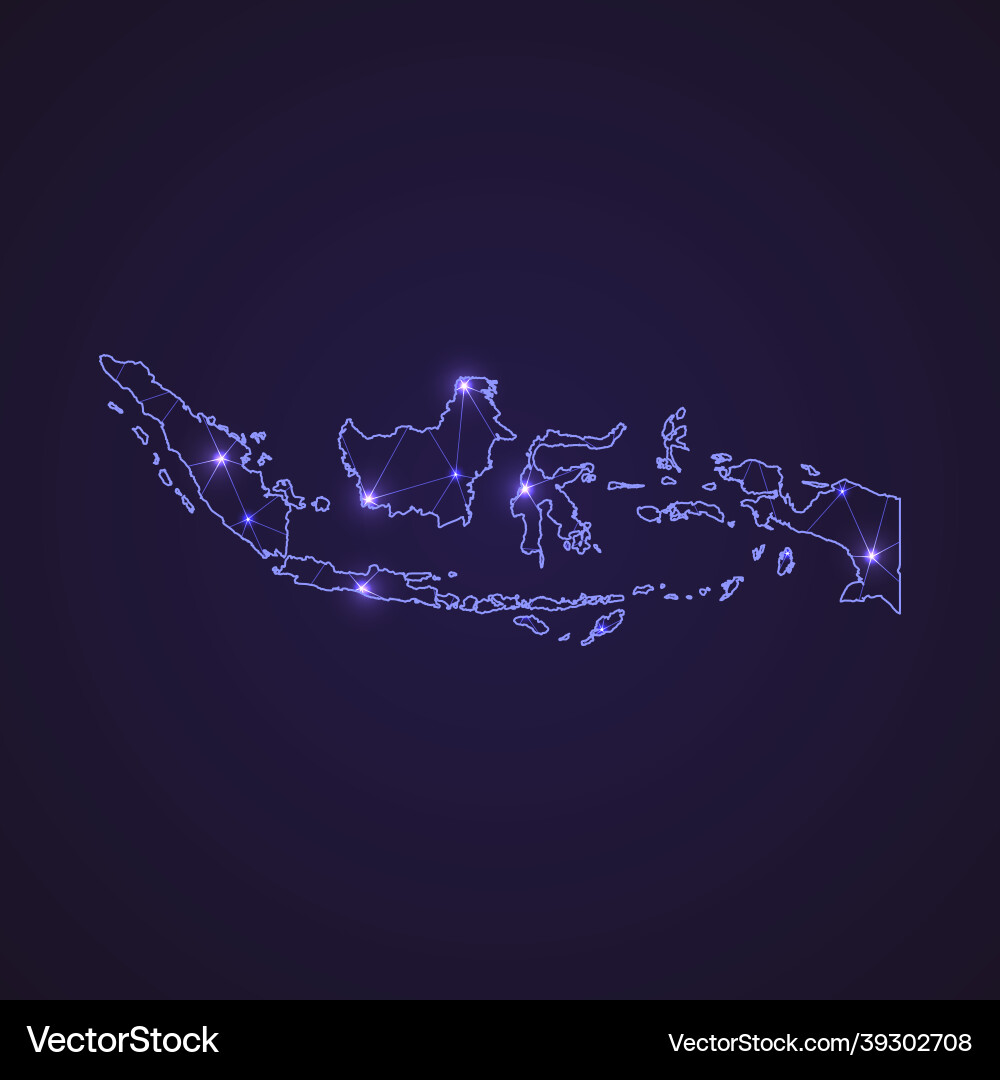 Indonesia Network Map - Abstract Connection Vector Image
