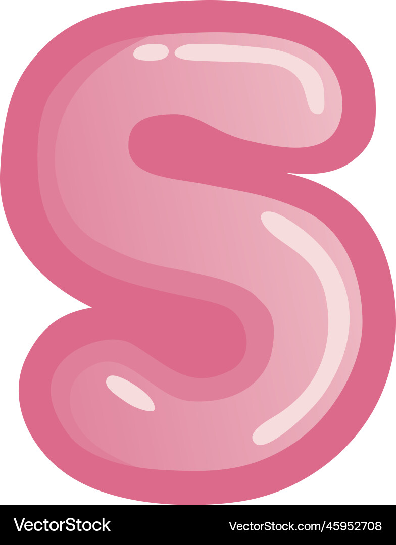 Letter s pink bold alphabet font doodle drawing Vector Image