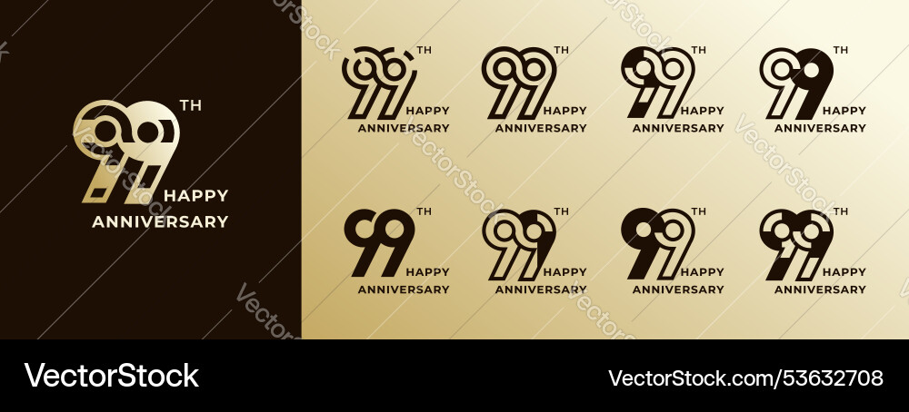 Logo 99th years happy anniversary gold creative Vector Image