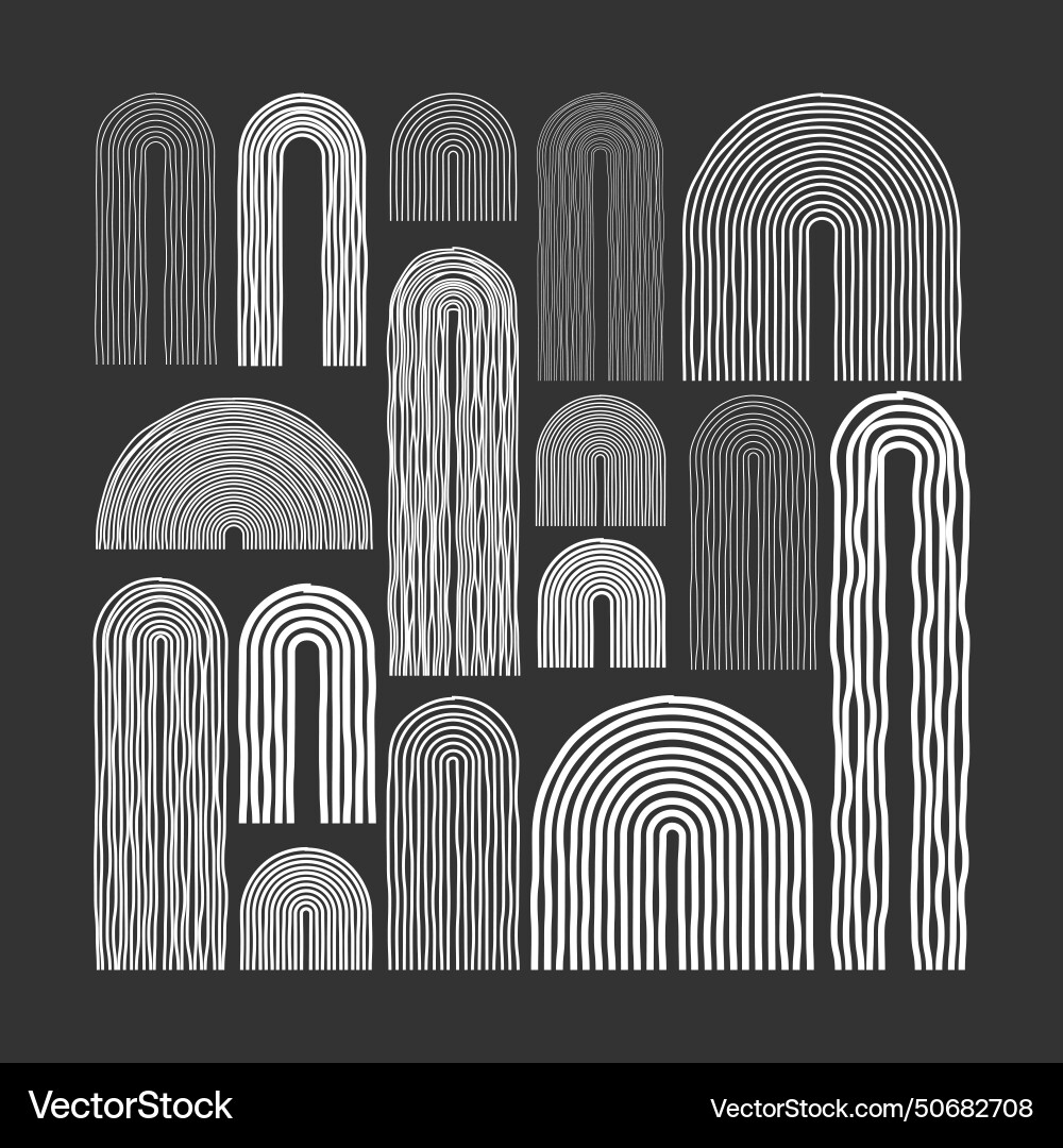 Mid century arch elements modern geometric shapes Vector Image